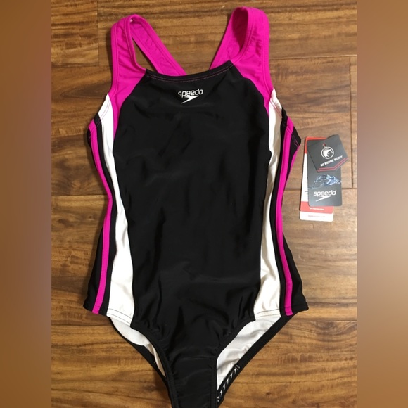 Speedo | Swim | Speedo Girls Black And Pink Swimsuit | Poshmark